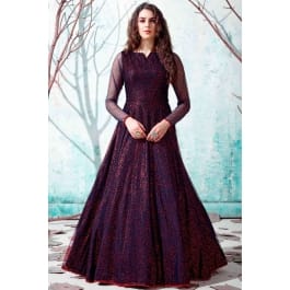 Navy blue net gown dress USA : GW0205